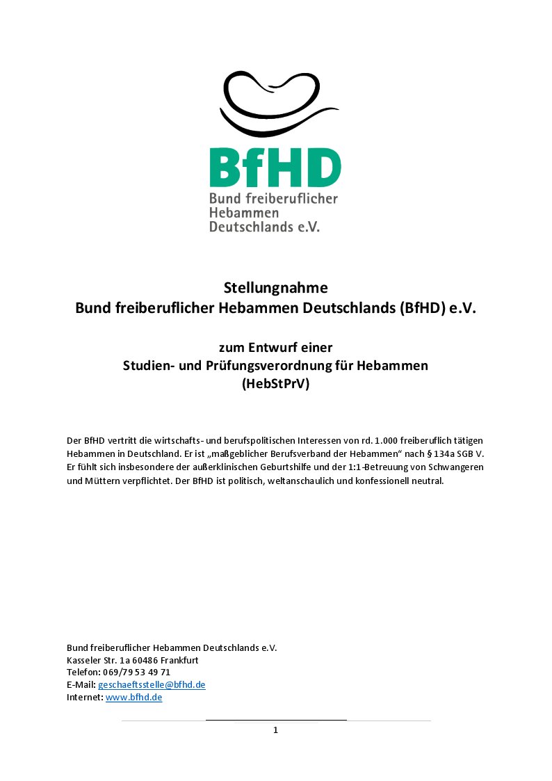 Stellungnahme BfHD zum Referentenentwurf einer Studien-Prüfungsordnung ...